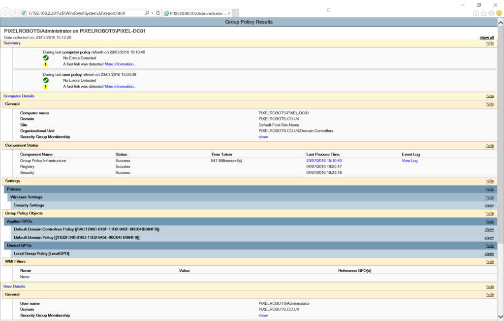 Group Policy – Troubleshooting with GPResult - Pixel Robots.
