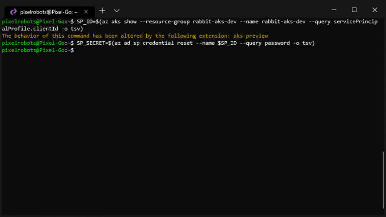 Update your Azure AKS service principal credentials - Pixel Robots.