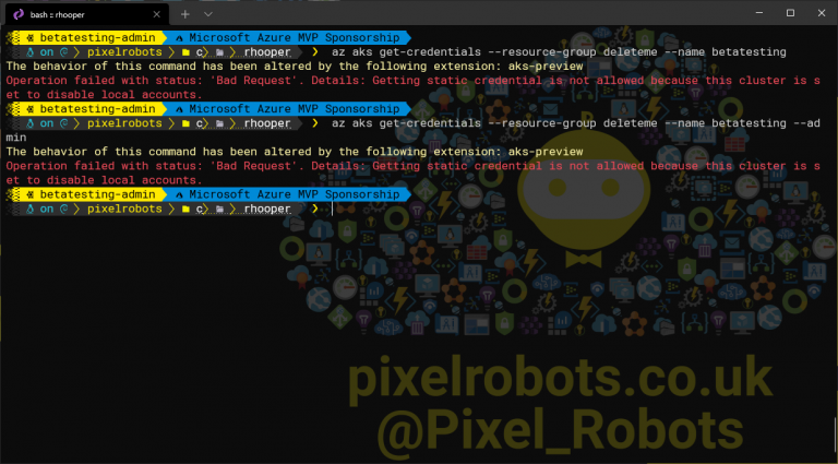 Disable local user account (-admin) in Azure Kubernetes Service - Pixel ...